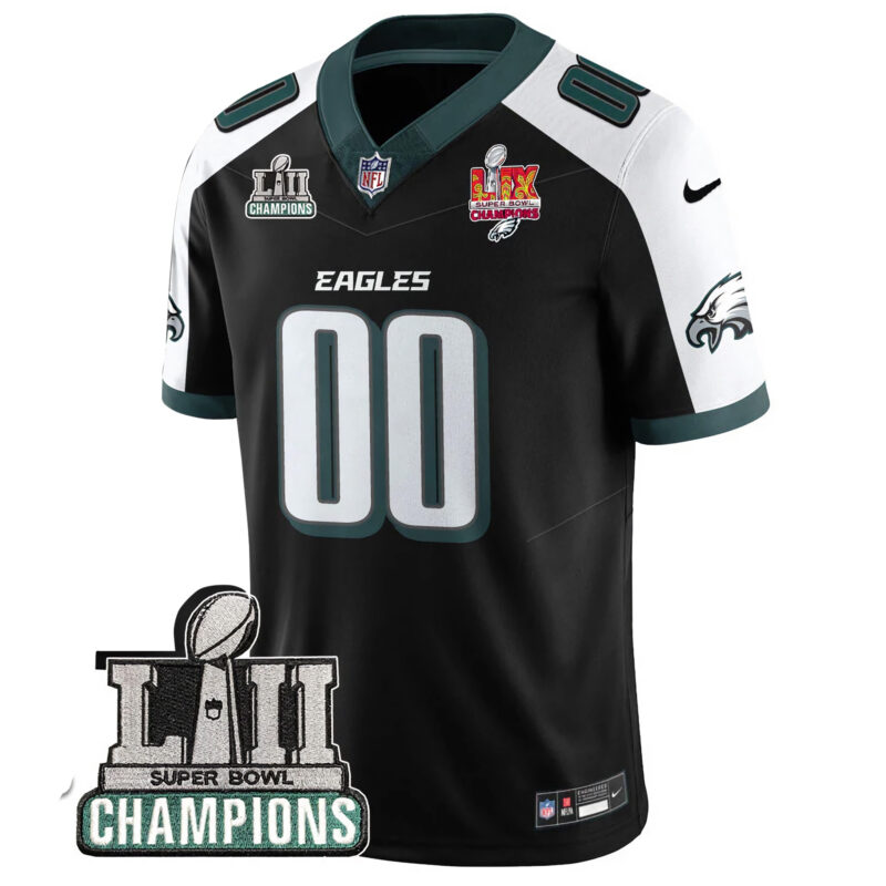 Custom Philadelphia Eagles Super Bowl LII LIX Champions Black Alternate ...