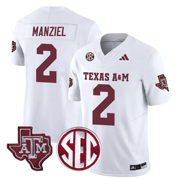 Johnny Manziel Texas A&M Aggies Football White Away Jersey w/ SEC Patch